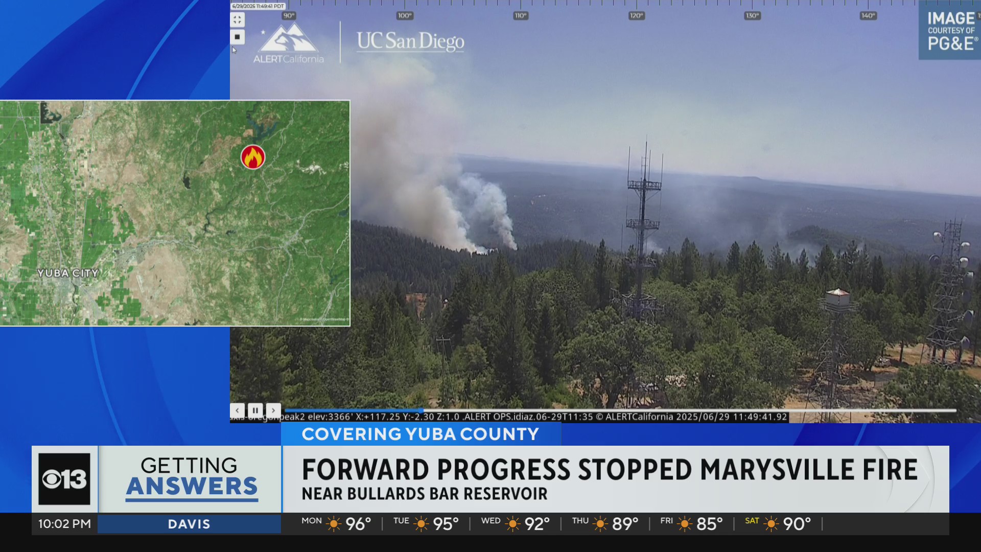 Forward progress stopped in Marysville Fire in Yuba County