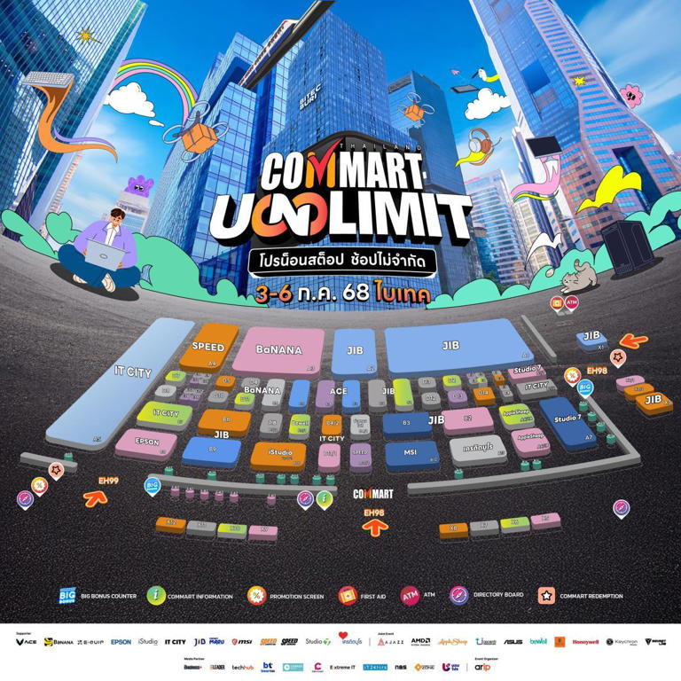 เปิดผังบูธ Commart 2025 "Commart Unlimit" ร้านดังร้านโปรดอยู่ไหน เช็กเลย!