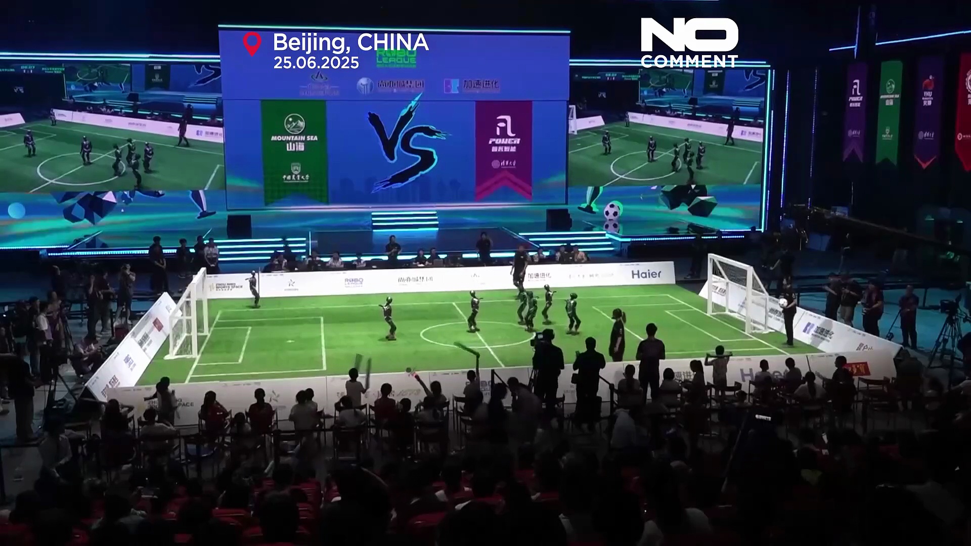 Watch: Humanoid robots stumble through AI-powered football match in Beijing