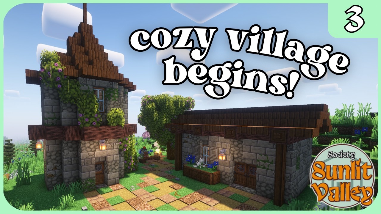 Let's start building this COZY village! - Society: Sunlit Valley Minecraft Modpack Part 1