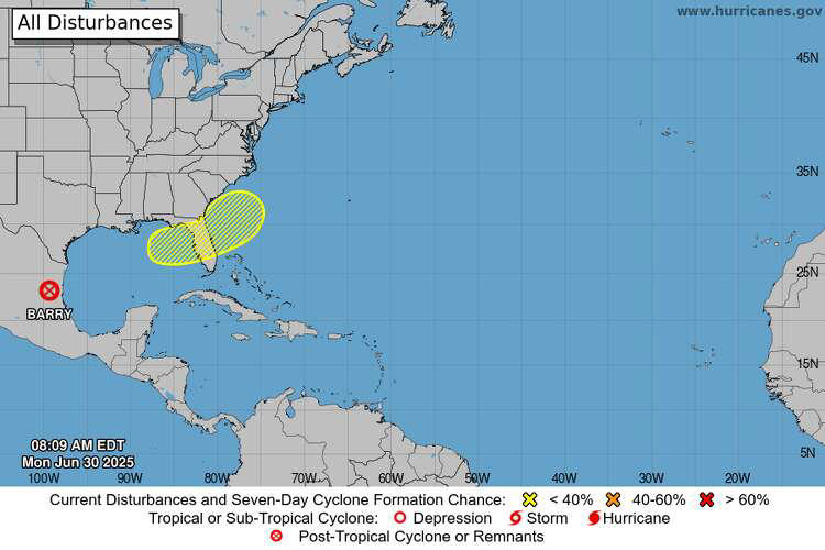 Tropical Storm Barry breaks up, National Hurricane Center watches ...