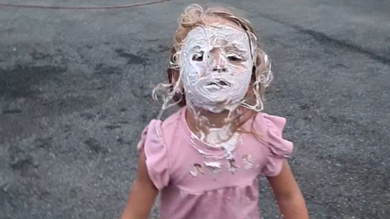 Children and dog team up for shaving cream adventure after escaping ...