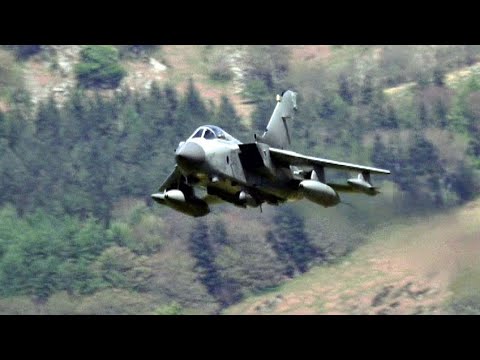 Low Level RAF Tornado Jets Blasting Through the Mach Loop in Wales