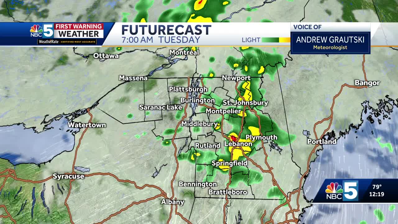 Very humid, few showers and storms Tuesday in Vermont (06-30-25)