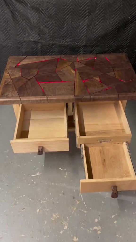 See My Custom Coffee Table with Secret Drawers and Glowing Inlays