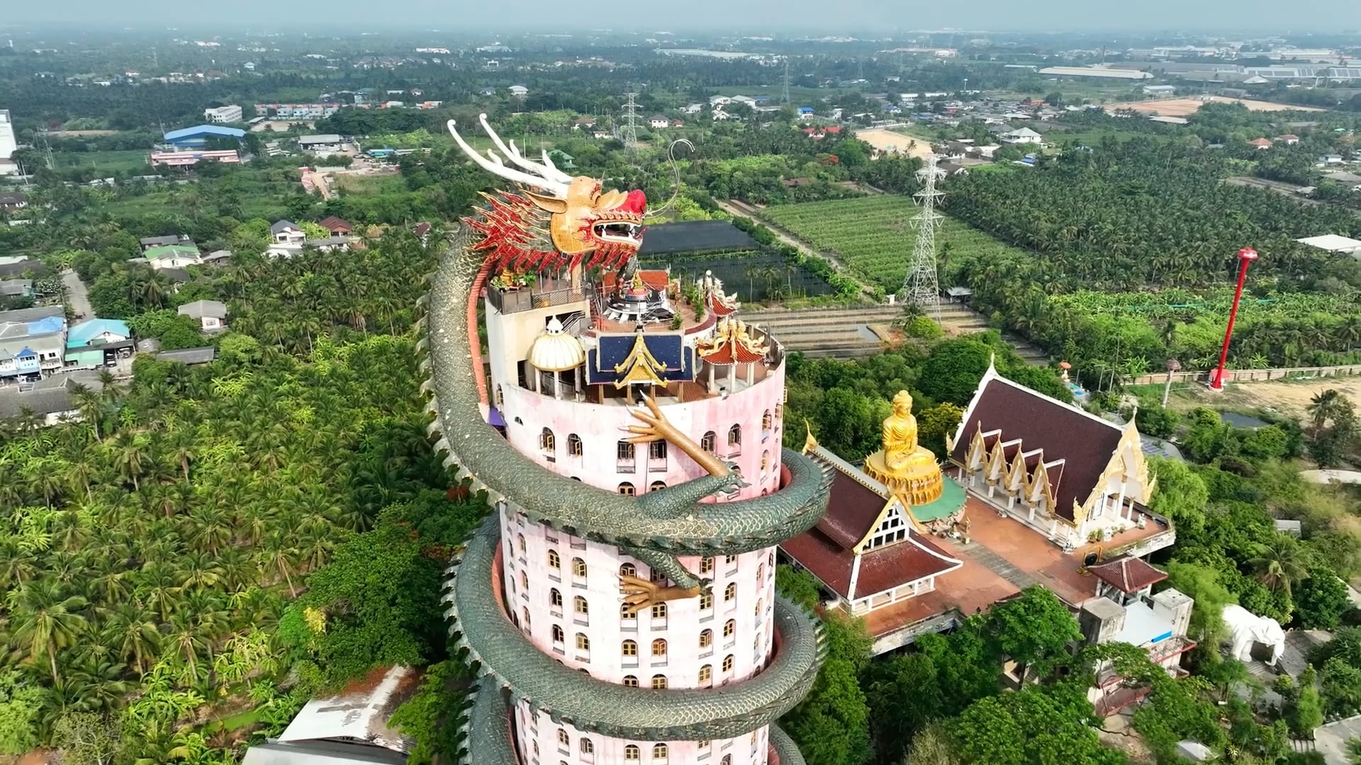 Thailand's Dragon Temple: Stunning Drone Views of Wat Samphran