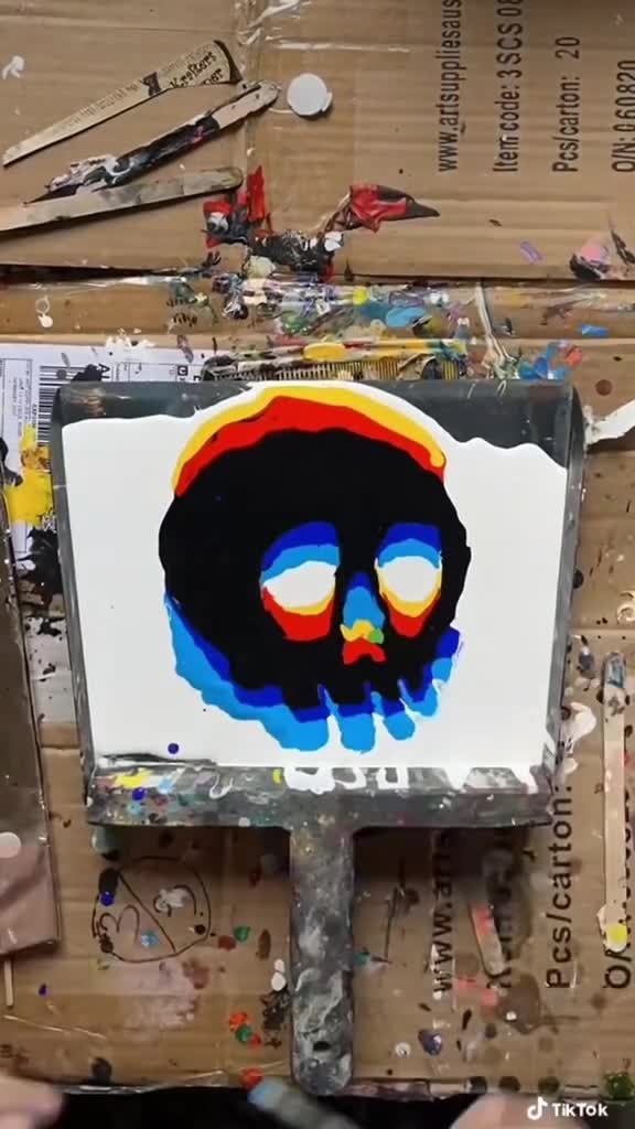Watch Me Create a Striking Glitch Skull Art With Acrylics