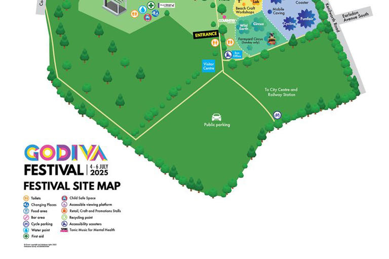 Godiva Festival 2025 site map shows every location from stages to new ...