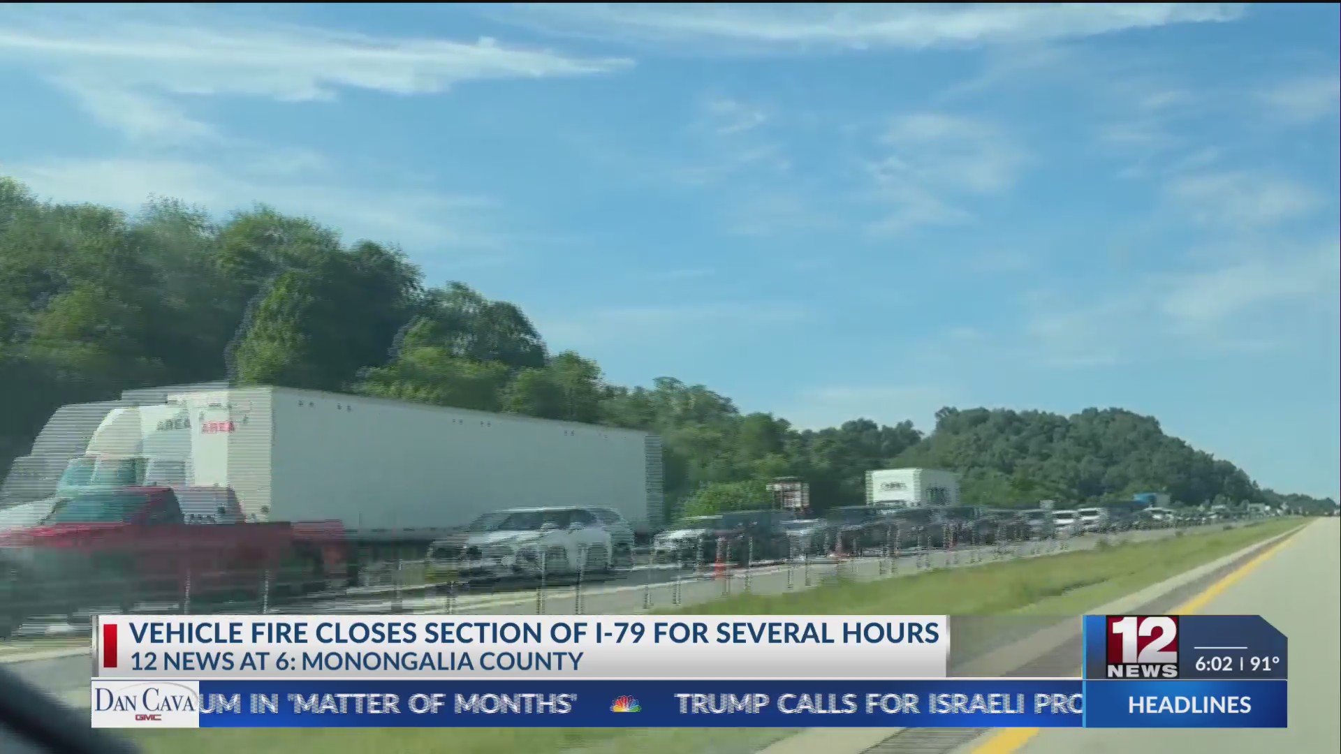 I-79 north will be closed until noon Tuesday after vehicle fire