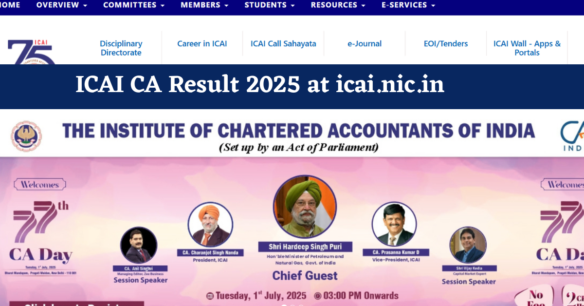 ICAI CA Result 2025 - MAY EXAMS Final, Intermediate & Foundation Result ...