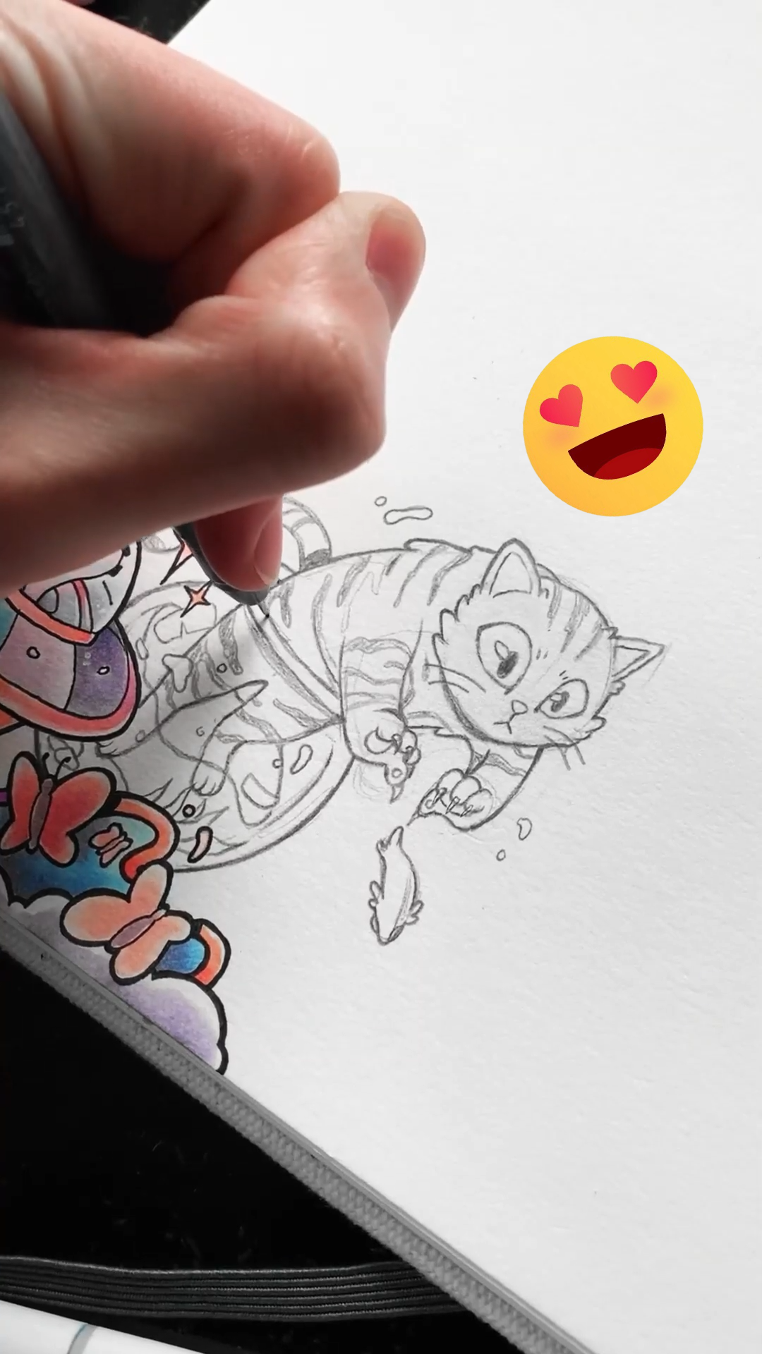 Doodling a ‘Cat in a Fish Bowl’! 🐈🐟 Wholesome Sketchbook Moment