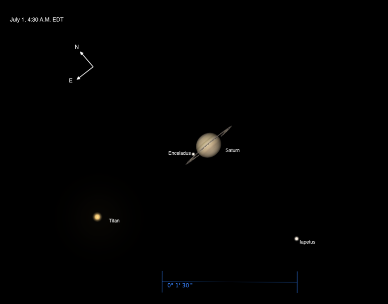 The Sky Today on Tuesday, July 1: See Iapetus near Saturn