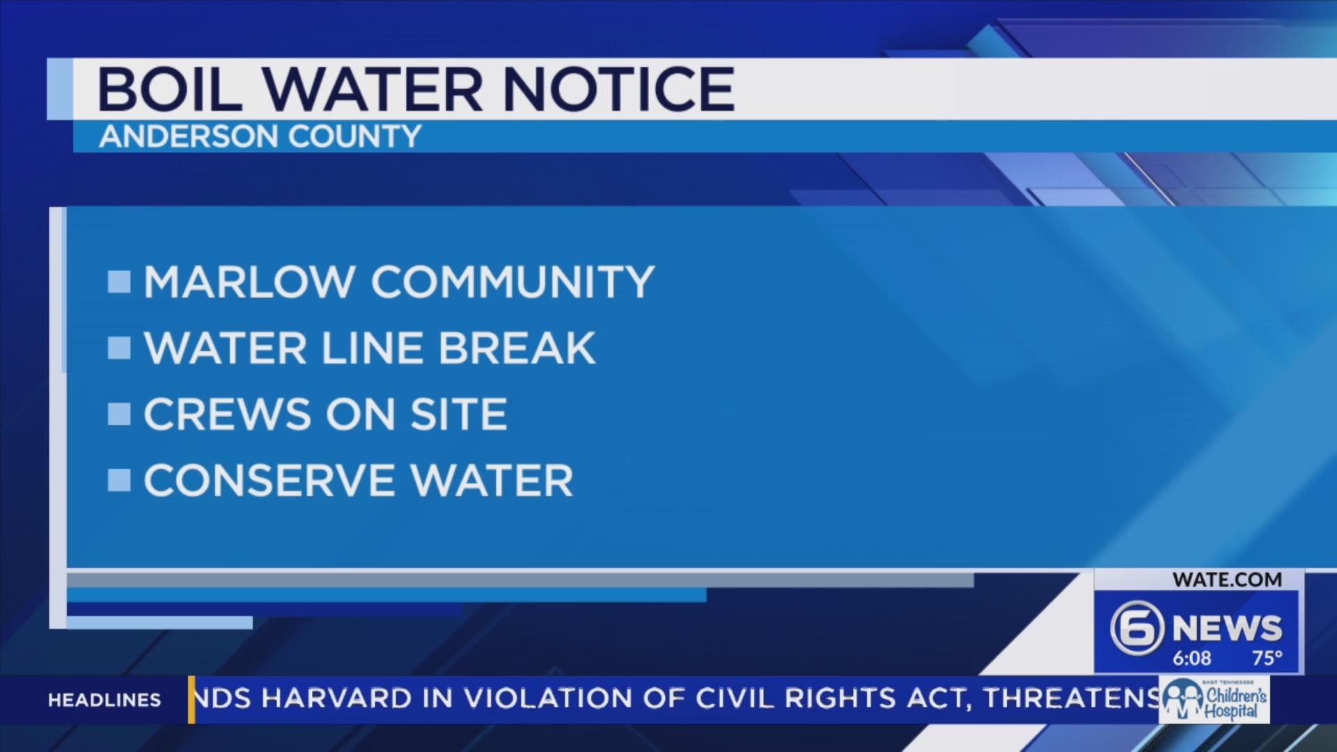 Water main break affecting Oak Ridge Highway area