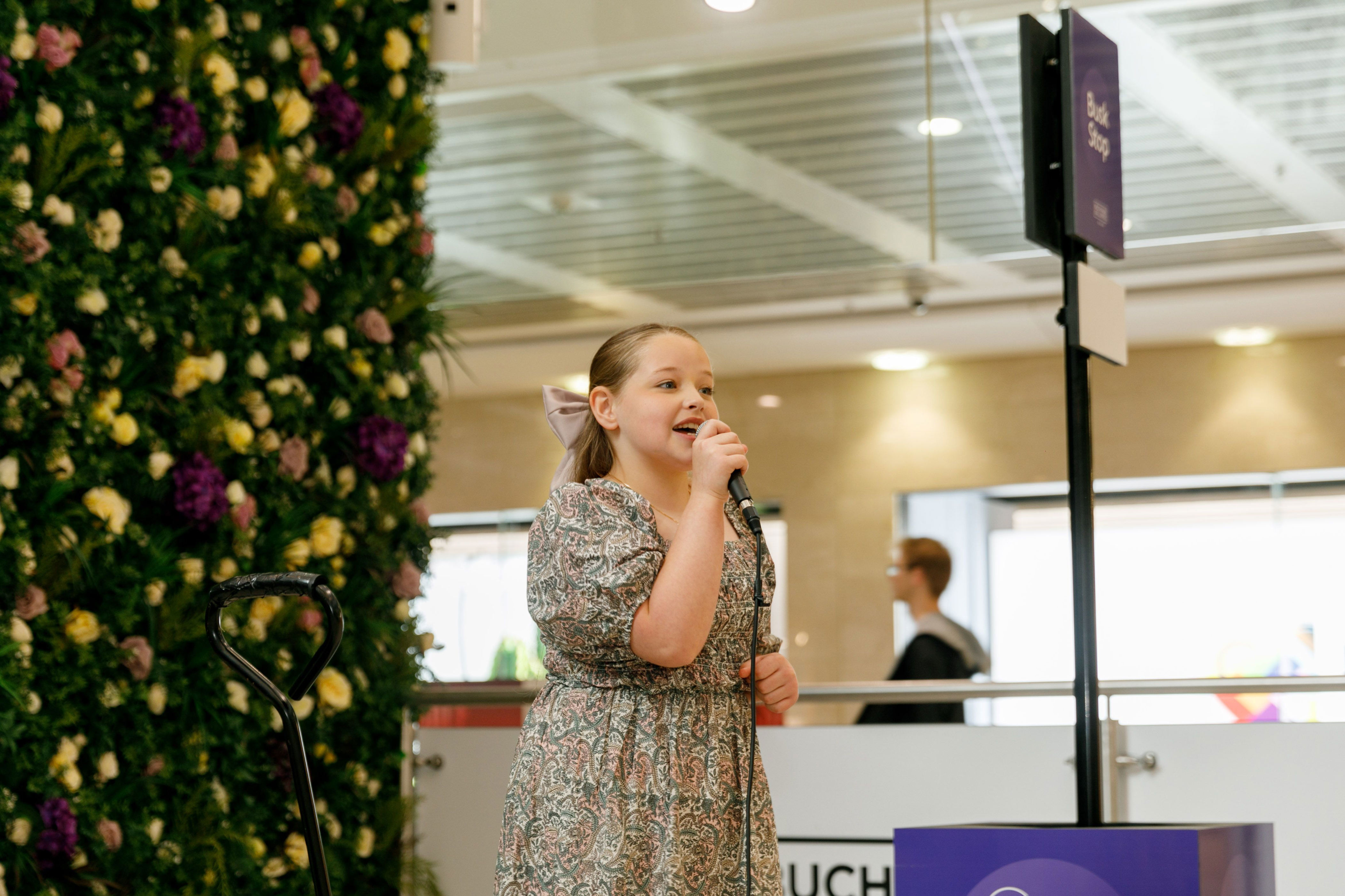 Singer, 11, launches Busk Stop for musicians to perform in shopping centre