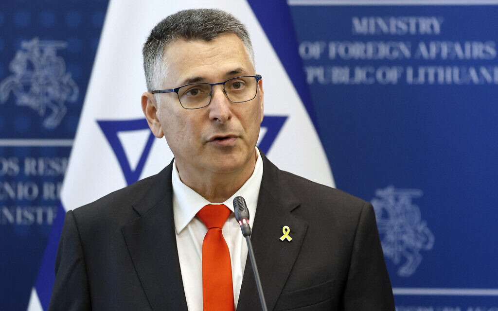 On Baltic trip, Sa’ar says Israel in dialogue with EU on Gaza aid ...