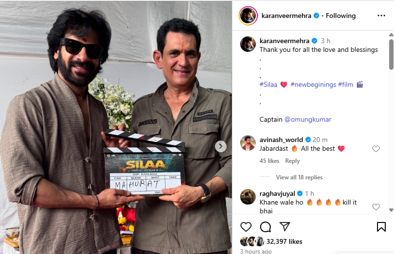 Karan Veer Mehra starts shooting for Omung Kumar's Silaa, Chum Darang ...