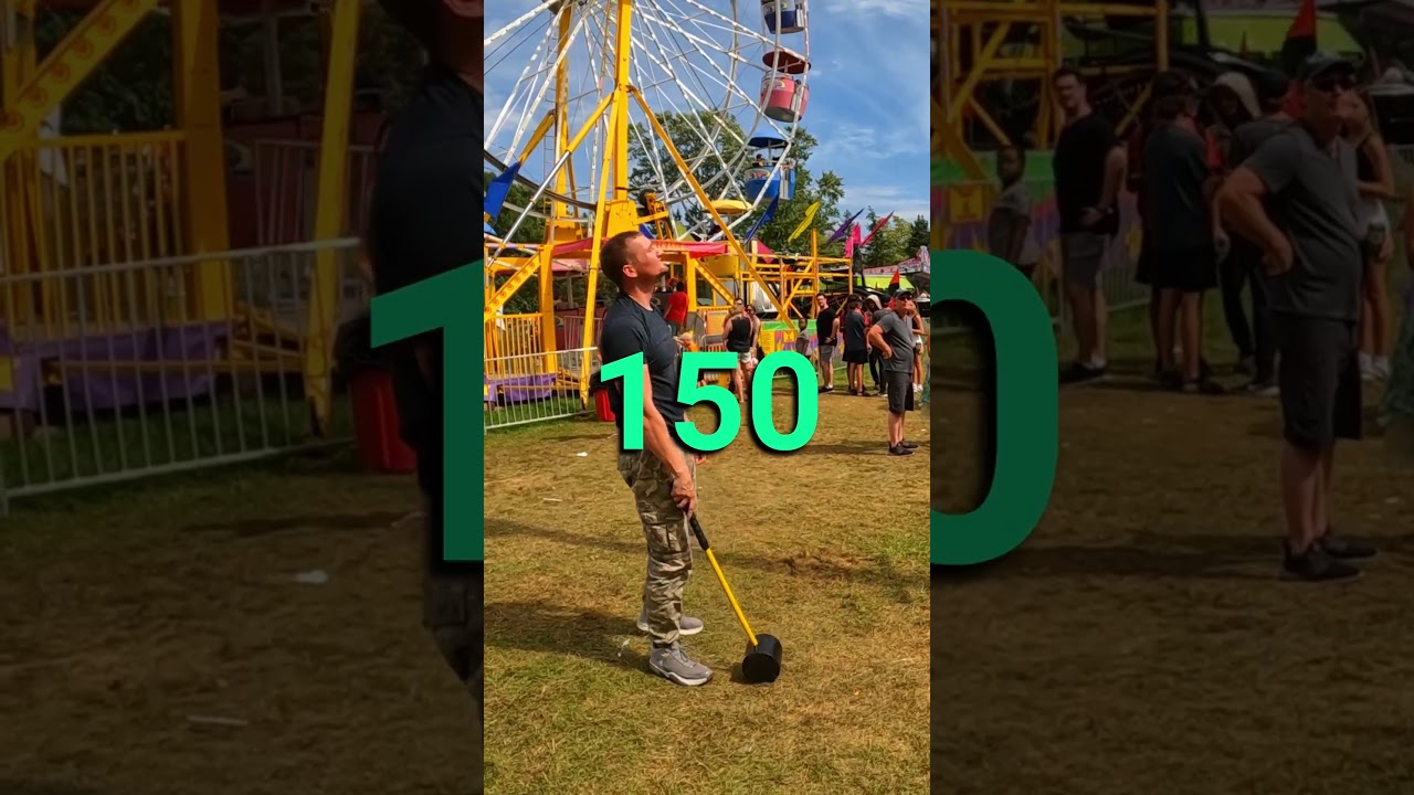 Trying to beat the HIGH STRIKER carnival game 🥺 ️