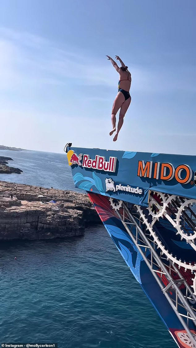 Professional cliff diver suffers NEAR DEATH experience as she slips off ...