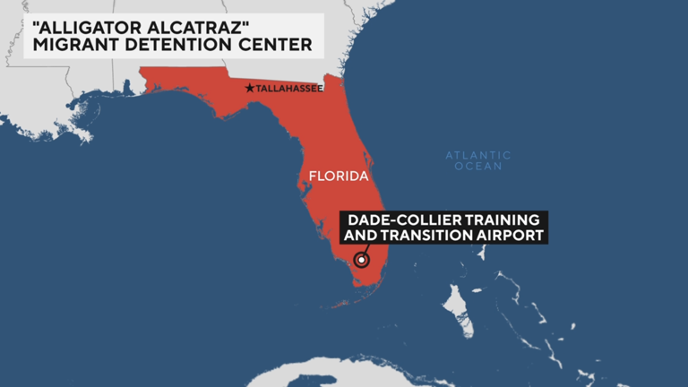 Trump tours "Alligator Alcatraz" immigration detention center in Florida