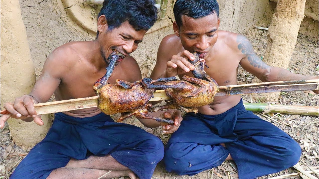 Catching Two Wild Ducks by Hand & Cooking in the Forest