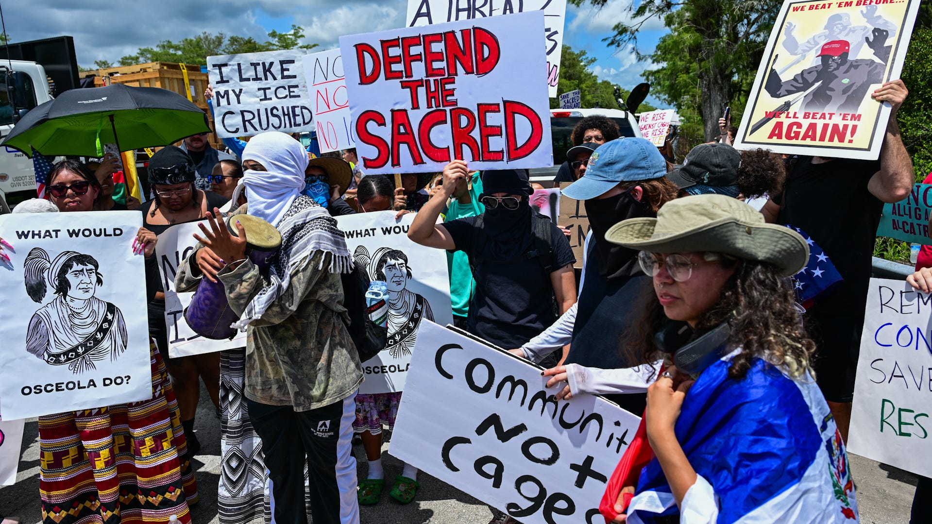 'We didn't sign a treaty': Indigenous groups protest ‘Alligator Alcatraz’