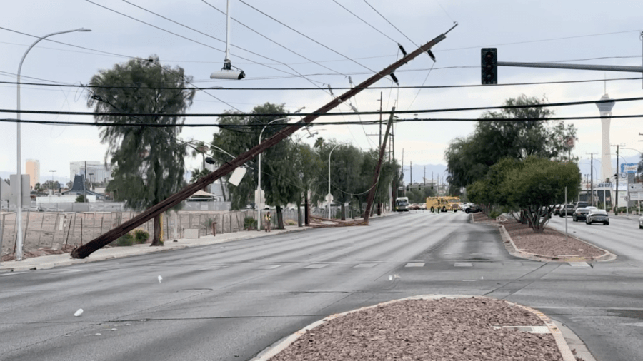 Over 33K customers without power, nearly 50 power poles damaged as Las ...