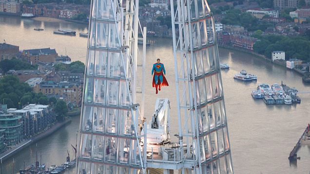 Superman levitates above The Shard in epic publicity stunt