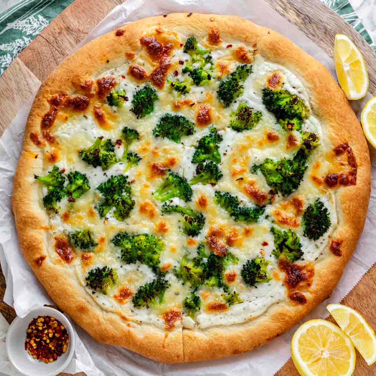 Broccoli Cottage Cheese Pizza