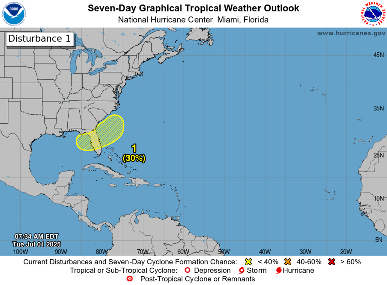 Hurricane center watching potential storm near Florida