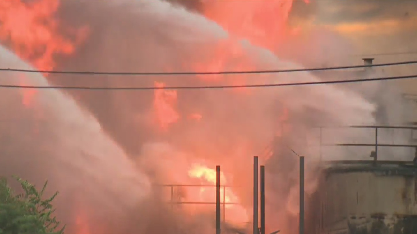 Industrial fire cleanup underway in Detroit