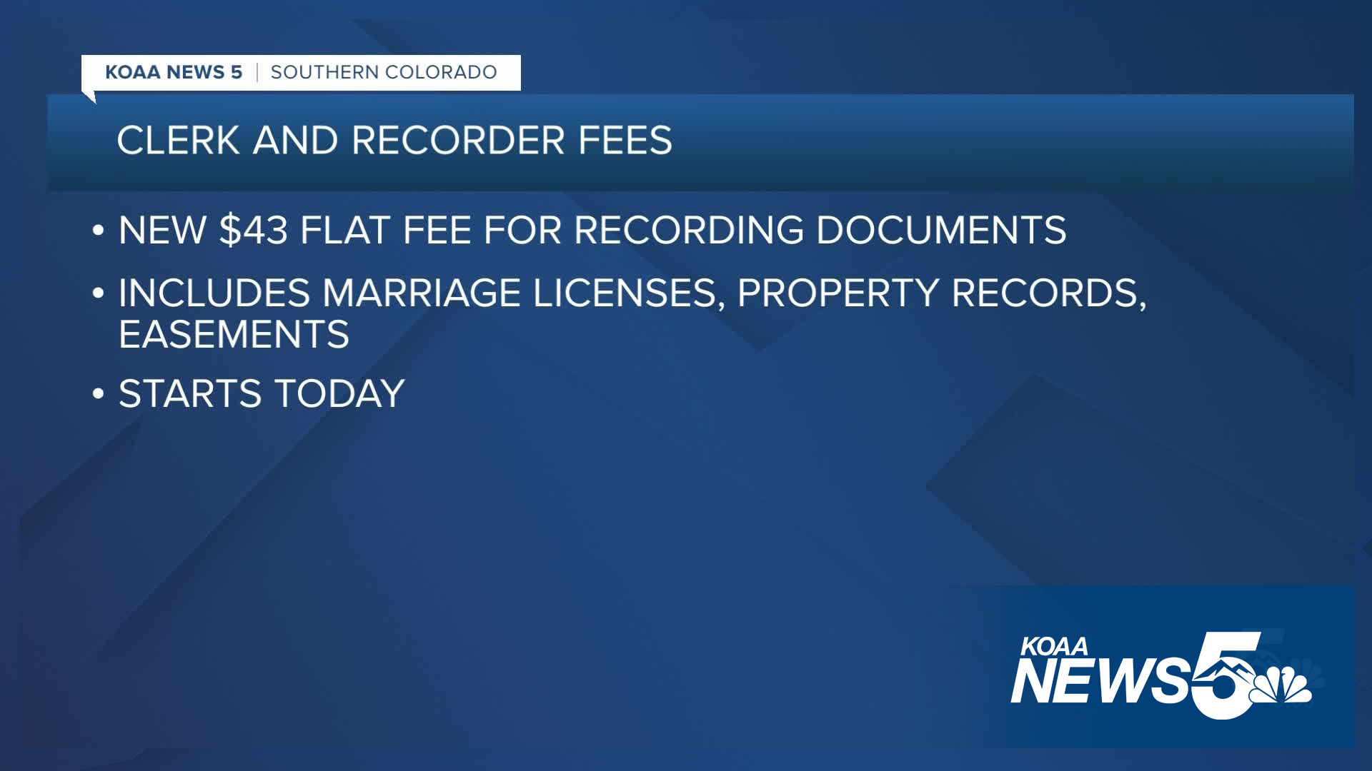 New fees at Clerk and Recorder Offices statewide starting Tuesday