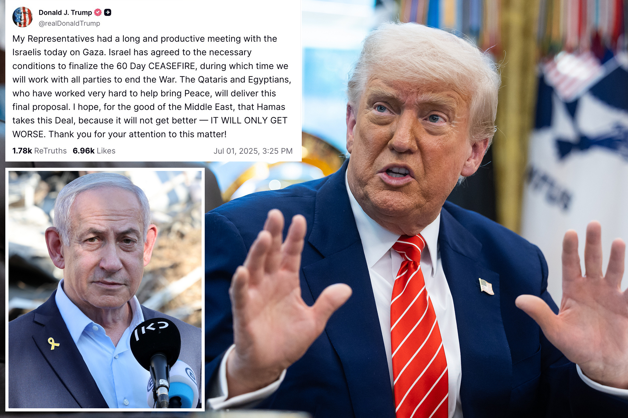 Trump says Israel agrees to conditions of 60-day cease-fire as proposal ...
