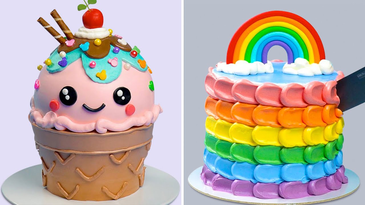 How to Make Satisfying Rainbow & Kawaii Cakes 🌈🍦 | Colorful Cake ...