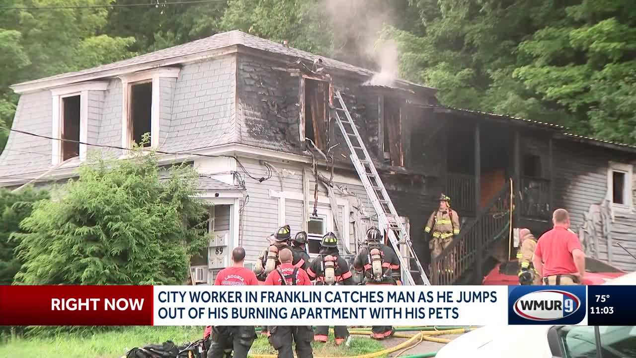 City worker in Franklin catches man as he jumps out of his burning ...