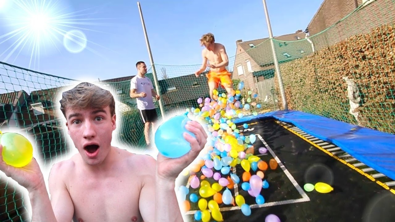 Crazy Backyard Supertrampoline Water Balloon Battle