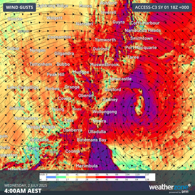 Huge night of rainfall, wind in NSW: when will this East Coast Low clear?