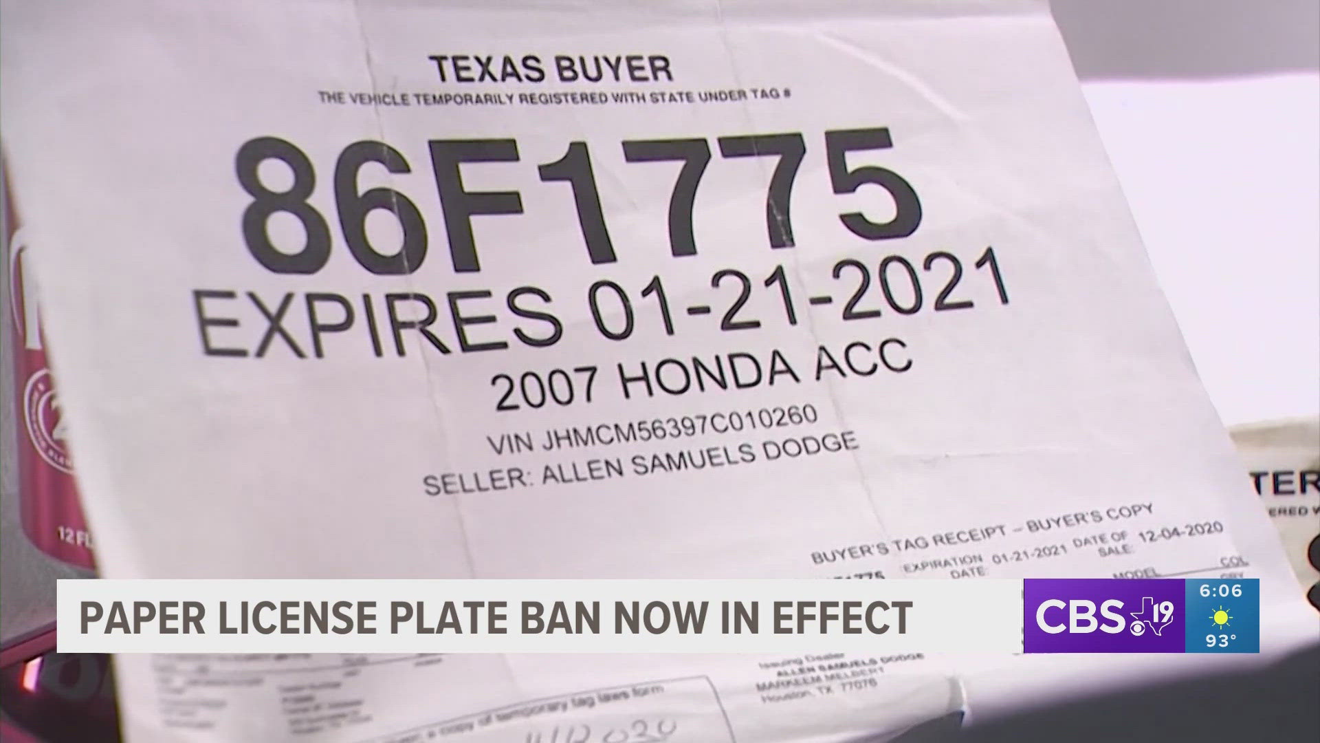 Paper license plate ban now in effect