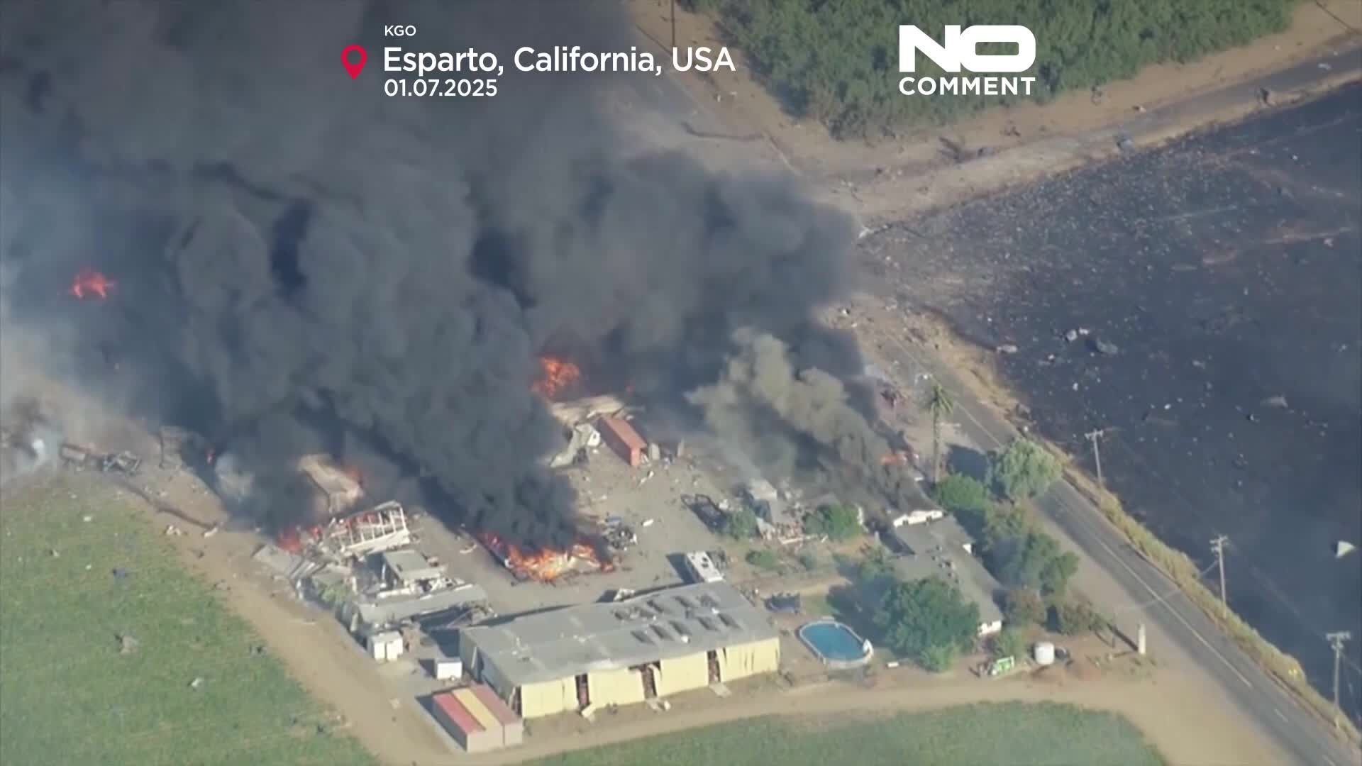 Explosion at California fireworks site sets off massive fire