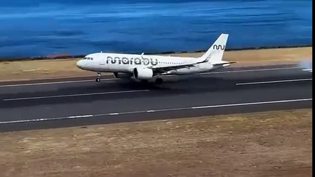 Plane battles strong winds and bounces off runway at Madeira Airport