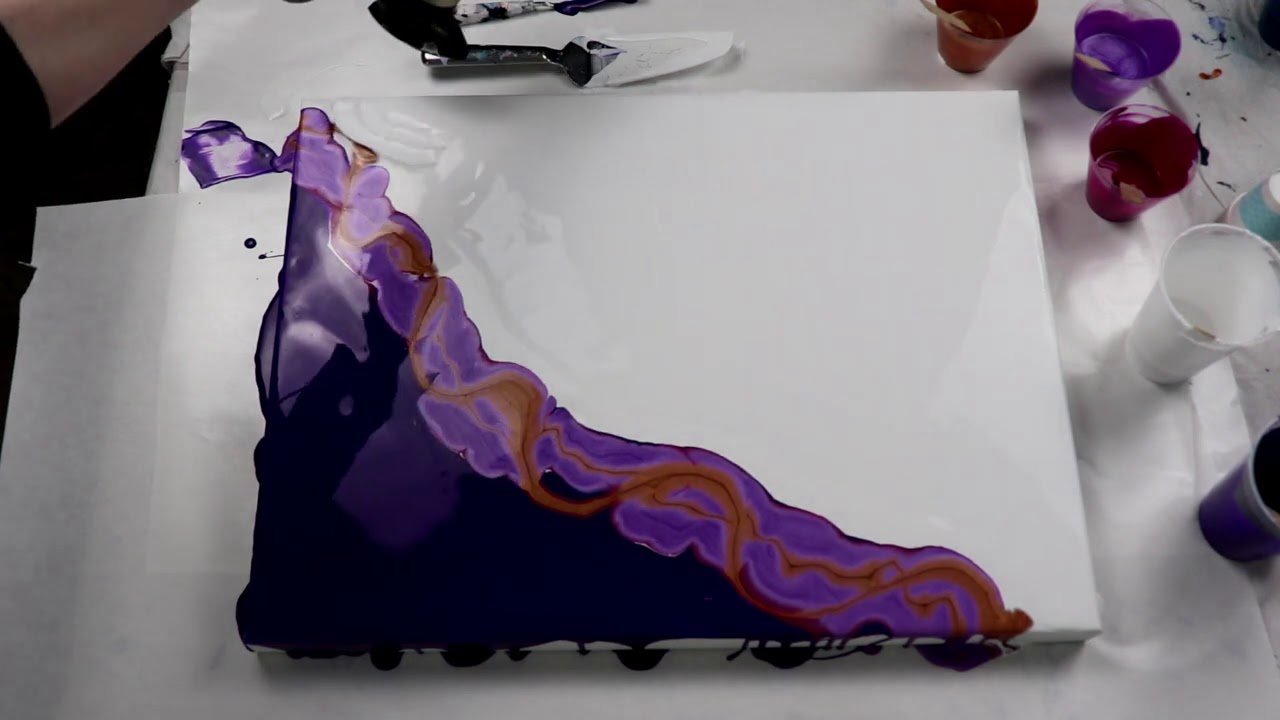 Huge Purple Split Color Dutch Pour with Amazing Cells! Fluid Acrylic ...