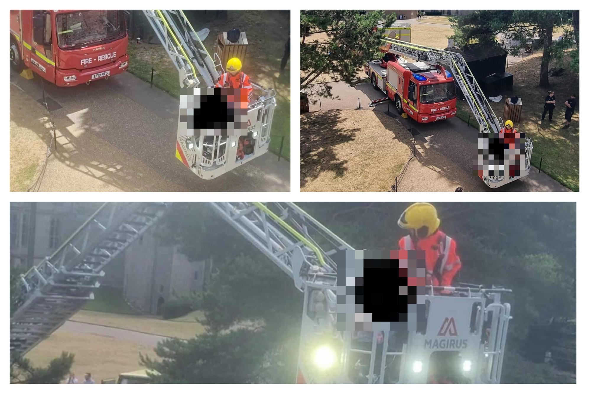 Firefighters carried out ladder rescue at Warwick Castle tower after ...