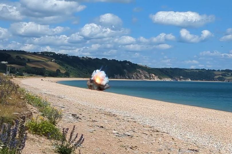 Explosion on Devon beach leaves rambler frozen in tracks