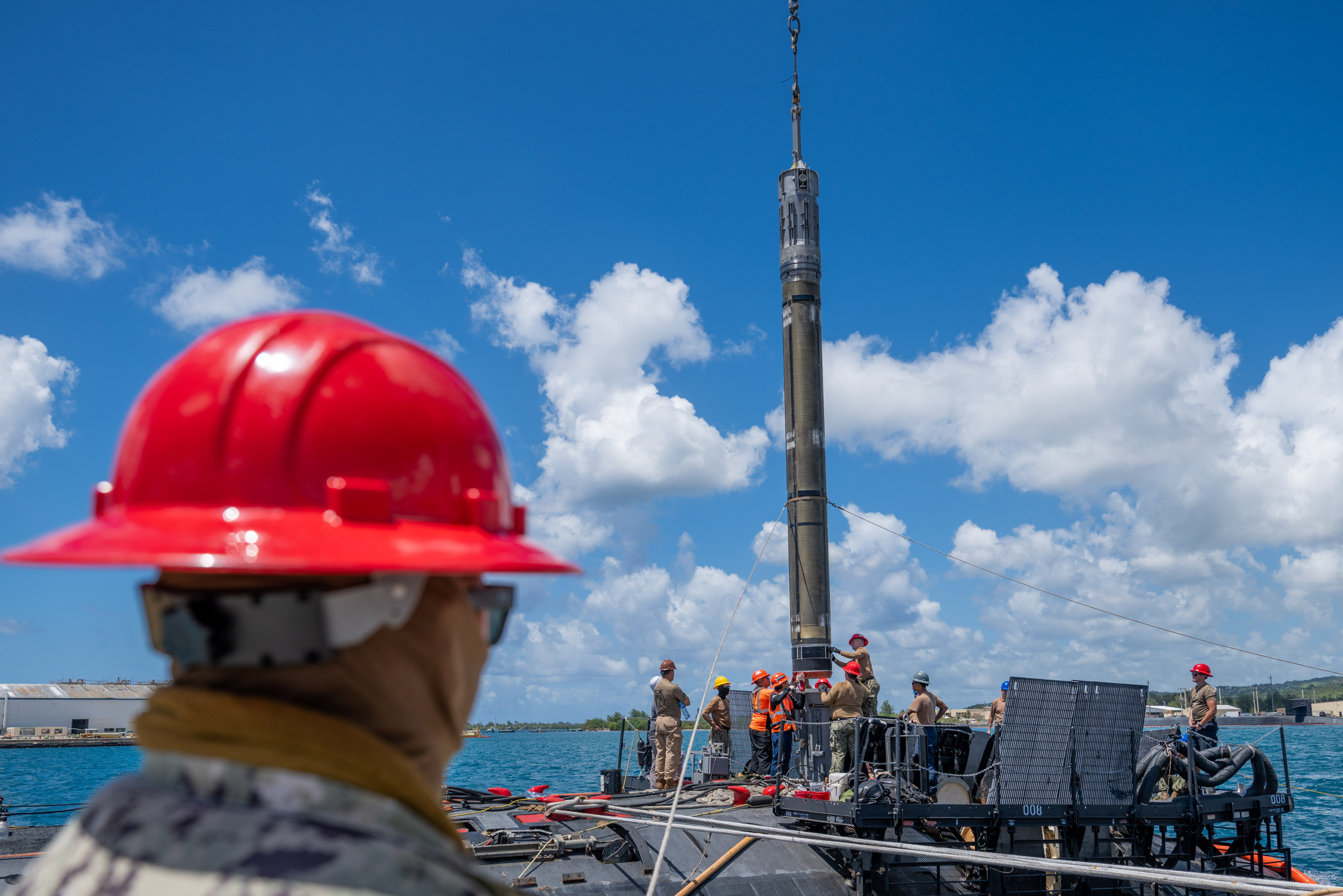 Photos show US submarine loading cruise missiles at frontline Pacific base