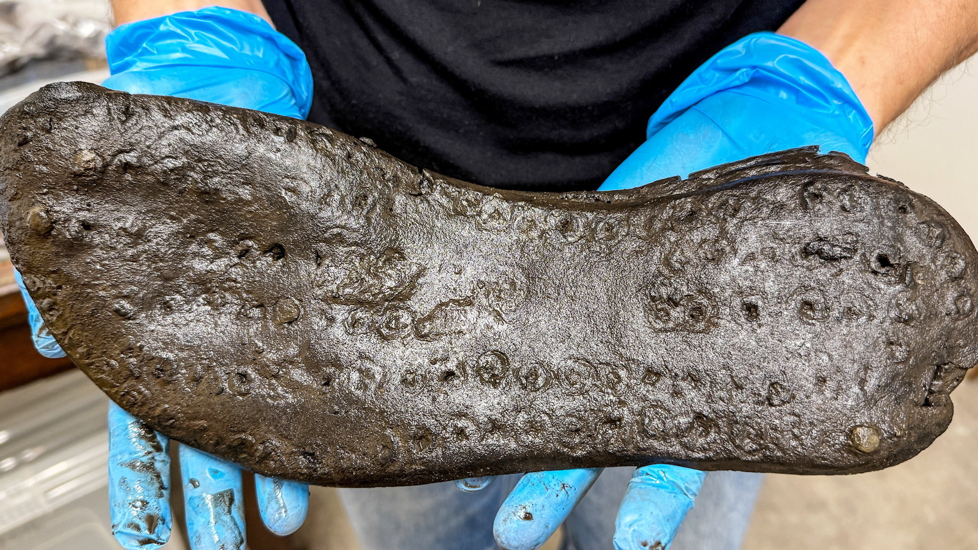 Huge size 14 Roman shoes discovered near Hadrian's Wall