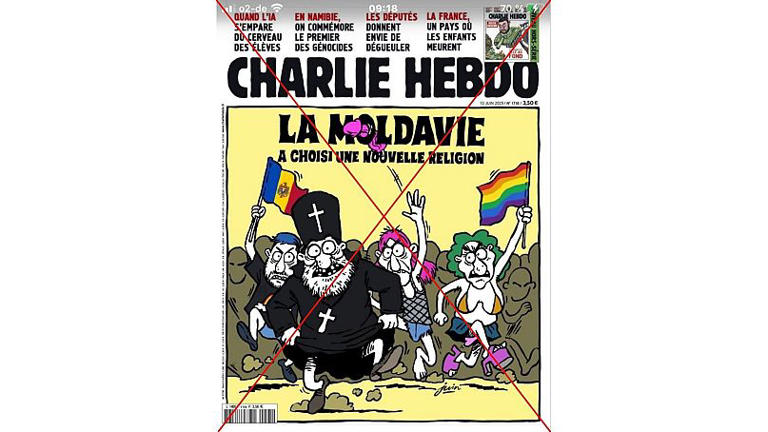 Fake Charlie Hebdo cover attacking Moldova Pride circulates online