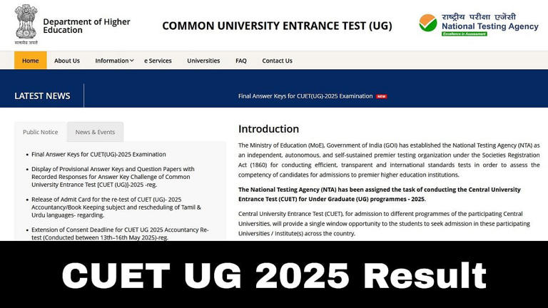 CUET UG 2025 Result Date And Time: CUET UG Scores To Be Released On ...
