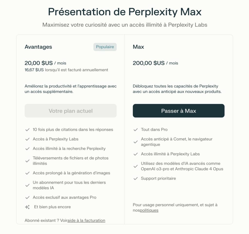 Perplexity lance un abonnement à 200 dollars par mois : que peut-on faire avec