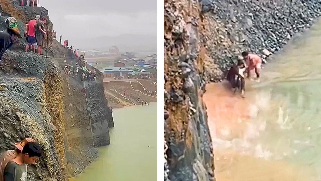 Locals rescue miner after 50ft fall off cliff in Myanmar