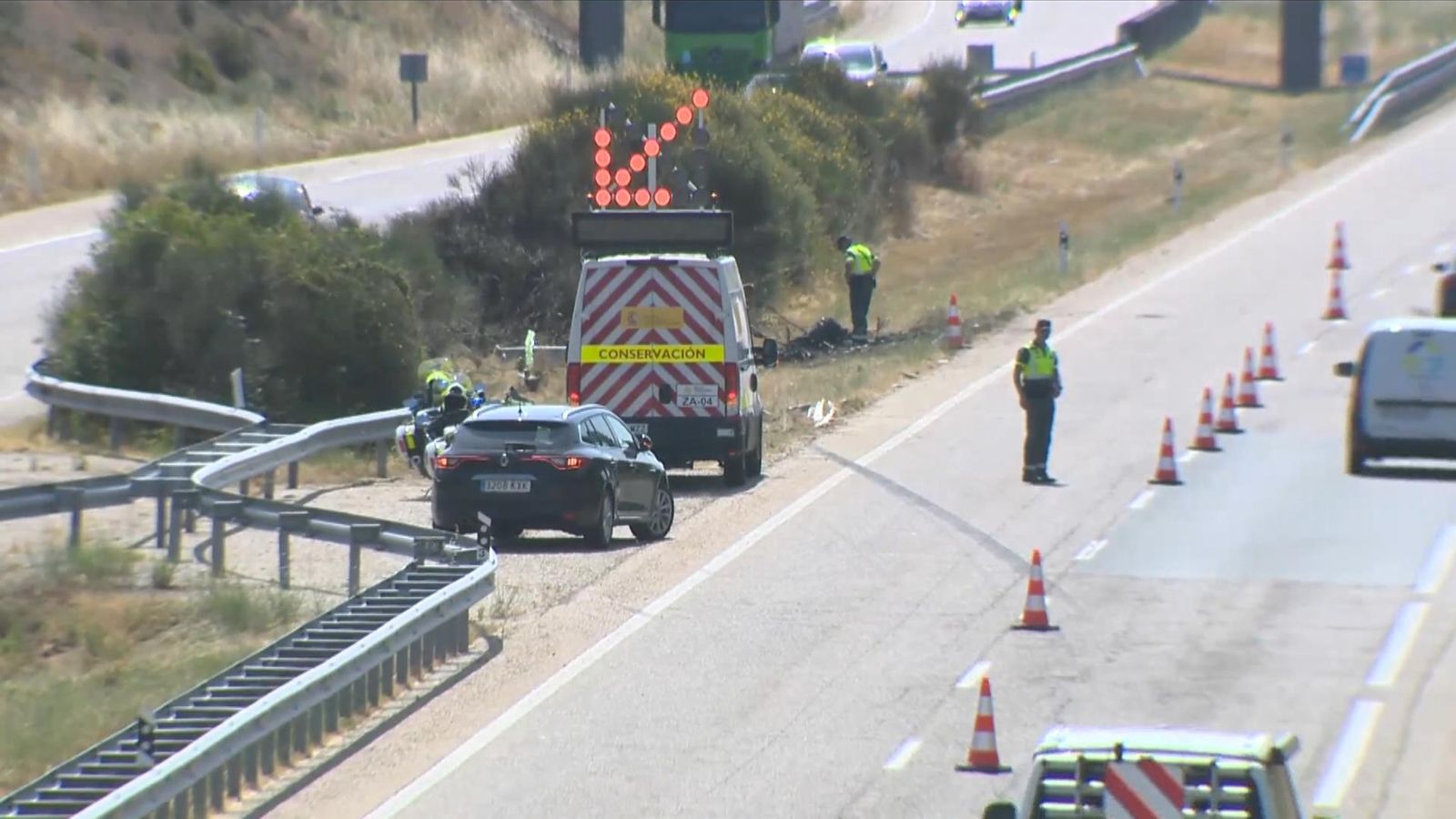 Police at Jota crash site