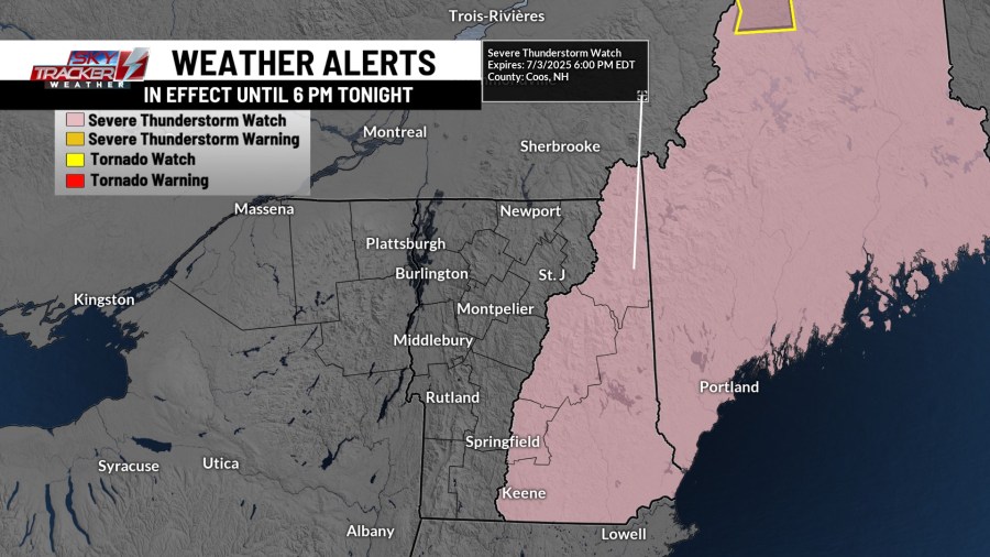 Severe Thunderstorm Watch issued for New Hampshire